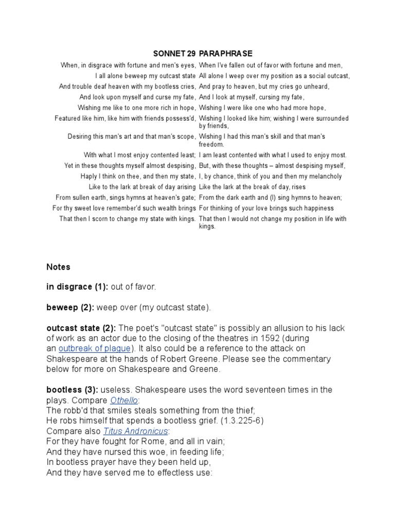 SONNET 29 | William Shakespeare | Shakespeare's Sonnets