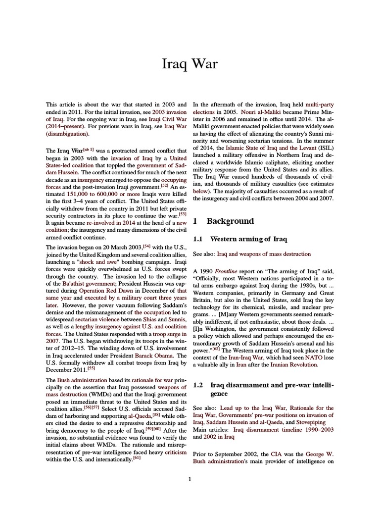 Iraq War | PDF | Iraq War | Weapons Of Mass Destruction