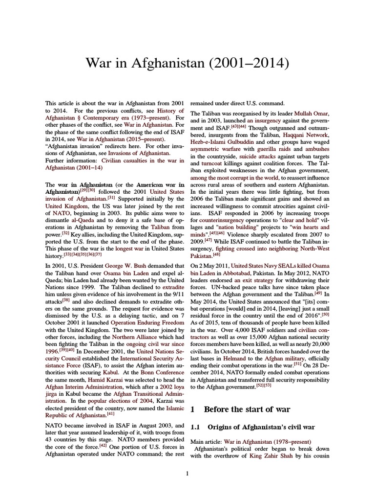War in Afghanistan (2001-2014) | PDF | Ahmad Shah Massoud | Taliban
