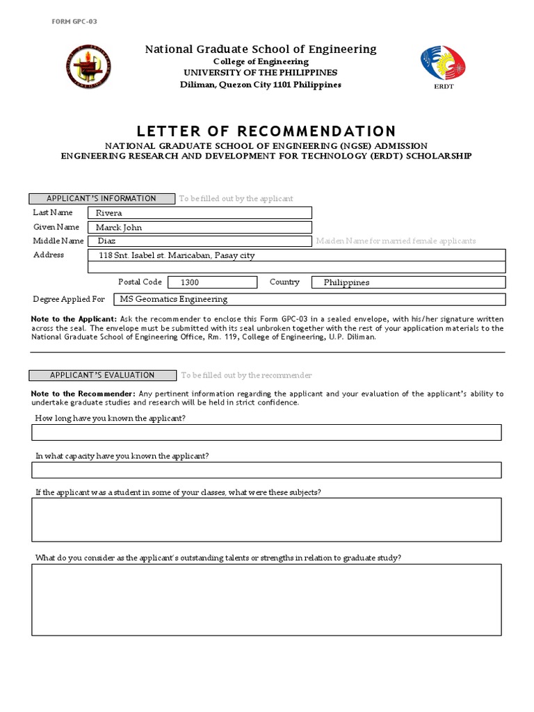 Form GPC-03 | Download Free PDF | Graduate School | Discipline (Academia)