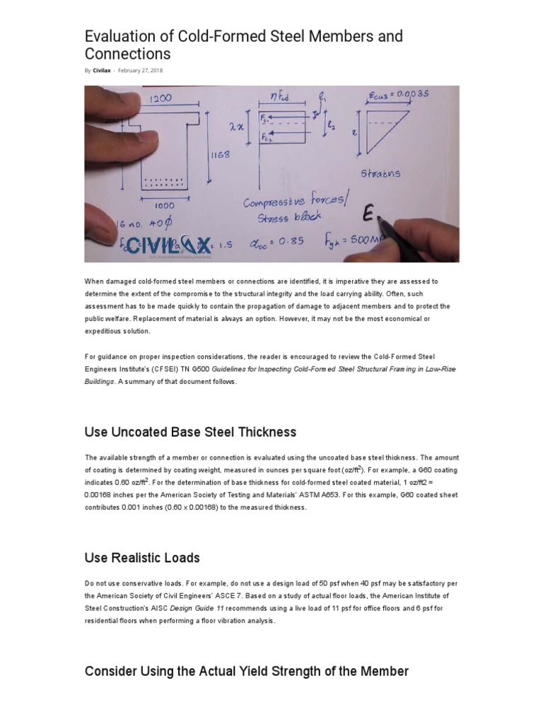 Evaluation of Cold-Formed Steel Members and Connections: Use Uncoated ...