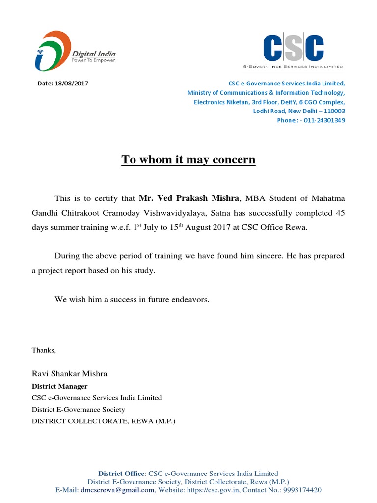 Certificate CSC Project | PDF