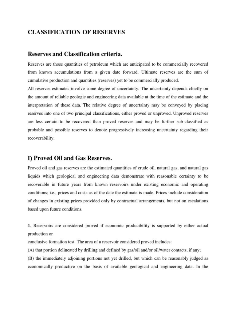 Reserves Classification | PDF | Petroleum Reservoir | Fuel Production