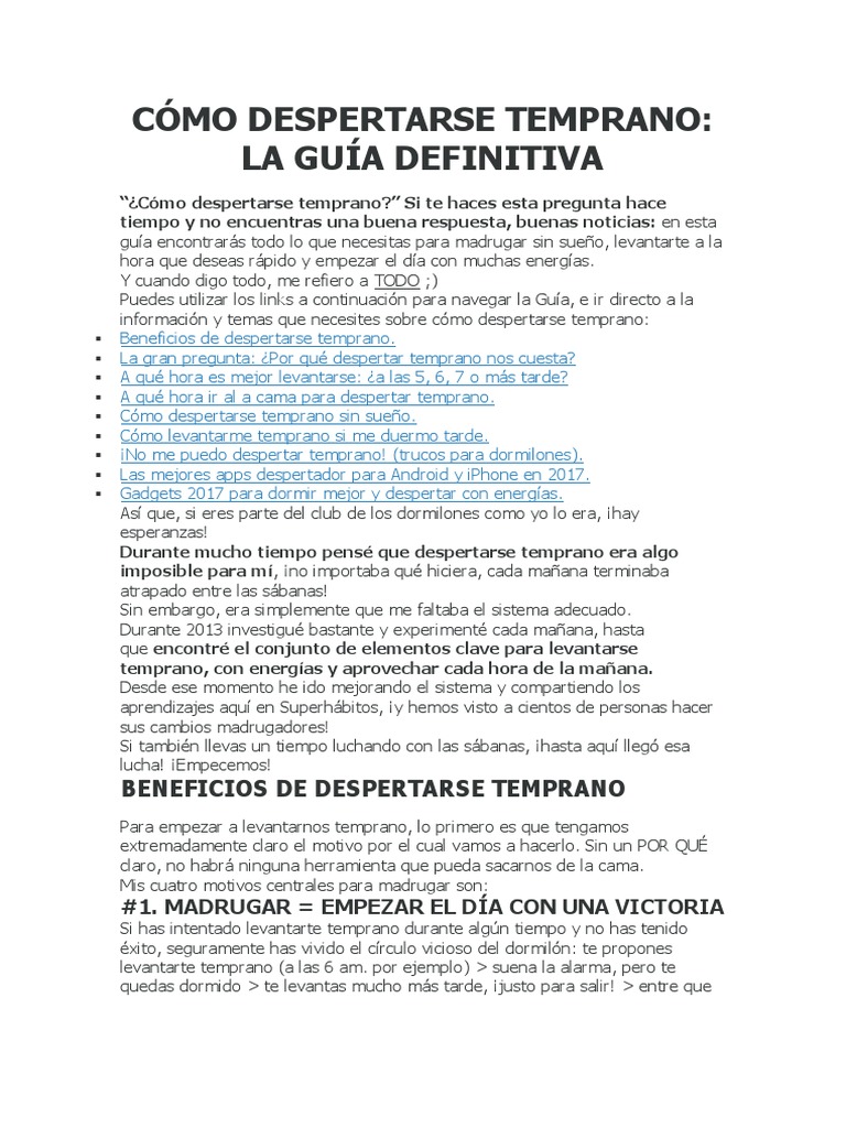 Cómo Despertarse Temprano | PDF | Dormir | Aplicación movil
