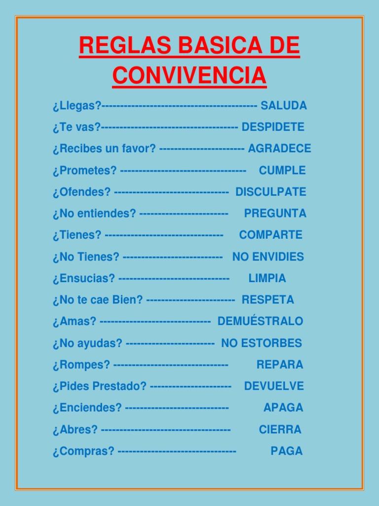 Reglas Basica de Convivencia | PDF