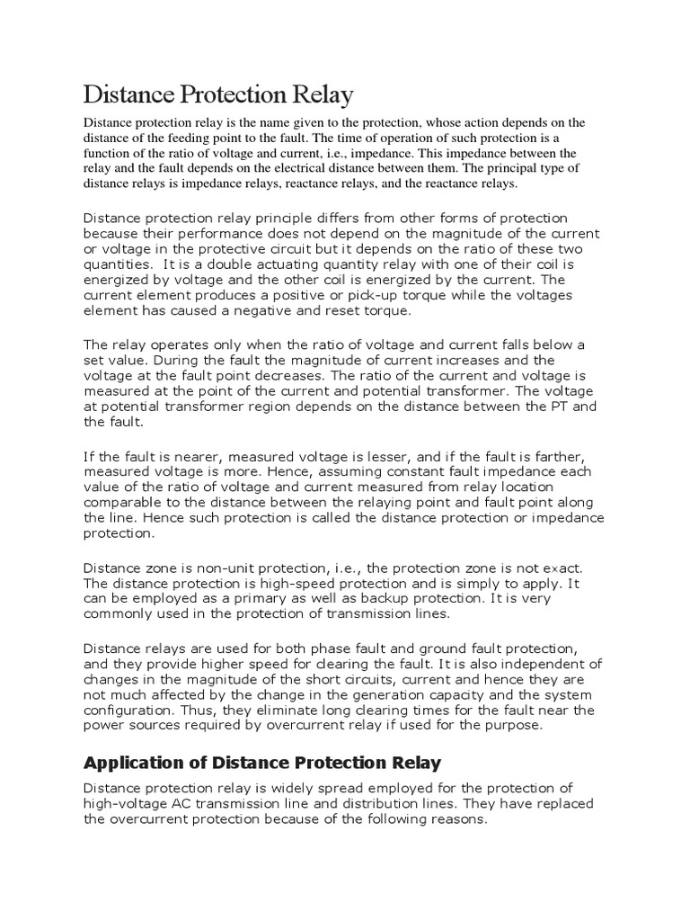 Distance Relay Protection Explained | PDF | Relay | Electrical Impedance