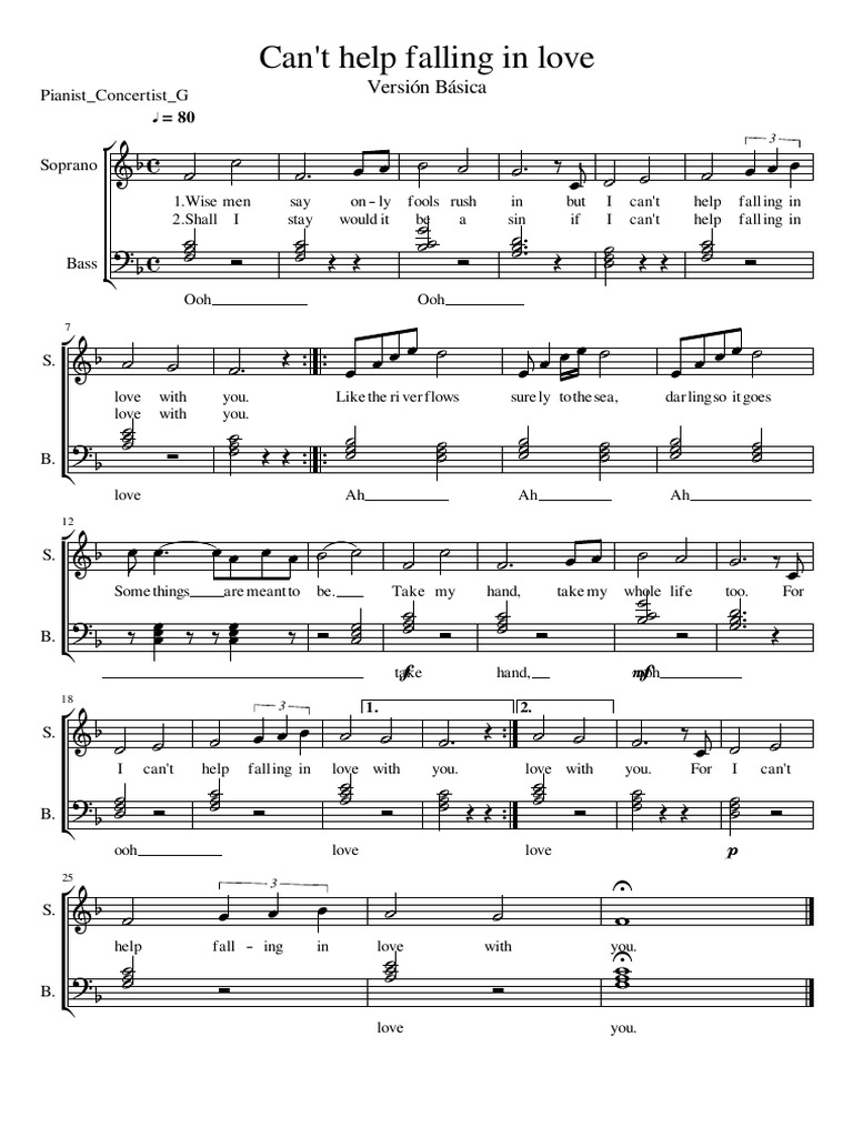 Cant Help Falling in Love Sheet Music | PDF | Leisure