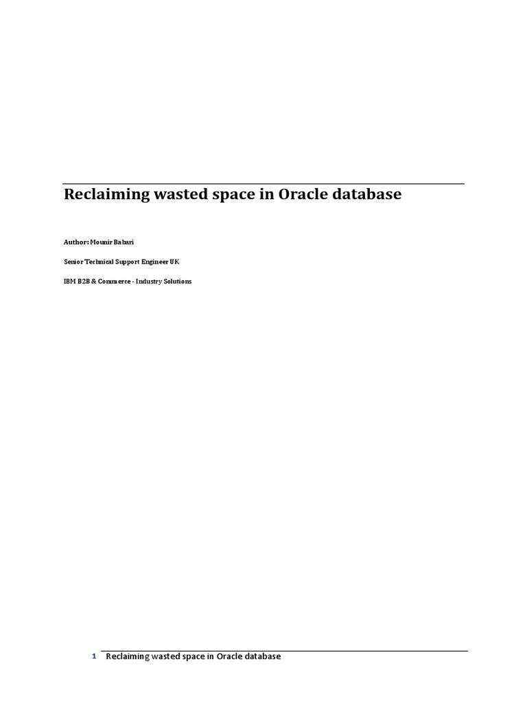 Oracle Reclaiming Wasted Space From B2Bi DB Lob Segment | PDF | Oracle Database | Table (Database)