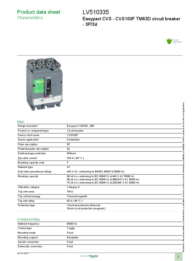 Easypact Cvs Lv510335 | PDF | Power (Physics) | Electrical Equipment