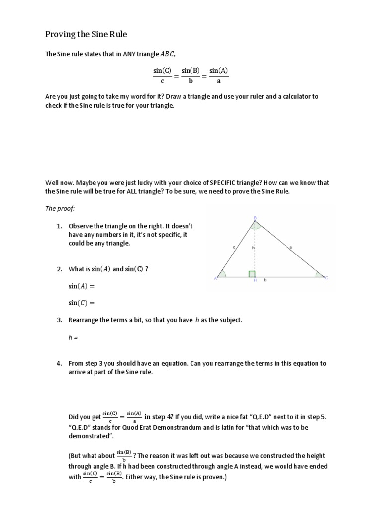 Proving the Sine and Cosine Rules | PDF | Trigonometric Functions ...