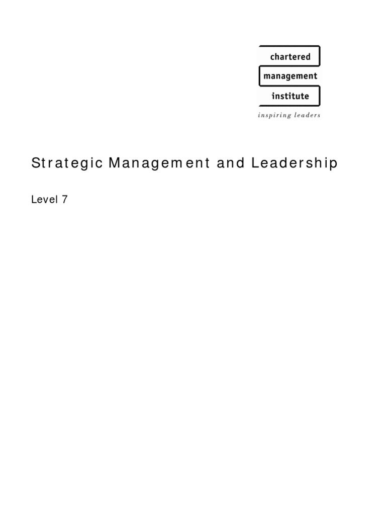 CMI Strategic Management and Leadership Units | PDF | Strategic ...