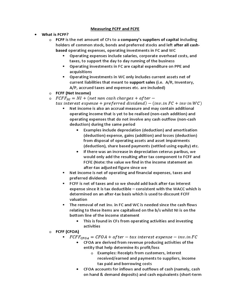 Lecture 5 Measuring FCFE and FCFF | PDF | Expense | Tax Deduction