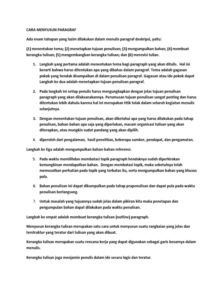 Cara Menyusun Paragraf Yang Baik Dan Benar | PDF