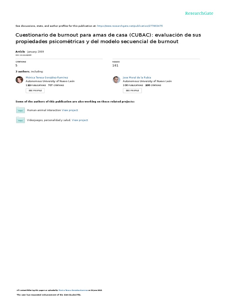 Cuestionario de Burnout para Amas de Casa CUBAC Ev PDF | PDF | Burnout ...