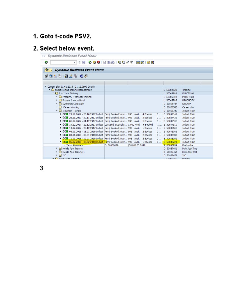 Goto T-Code PSV2. 2. Select Below Event | PDF