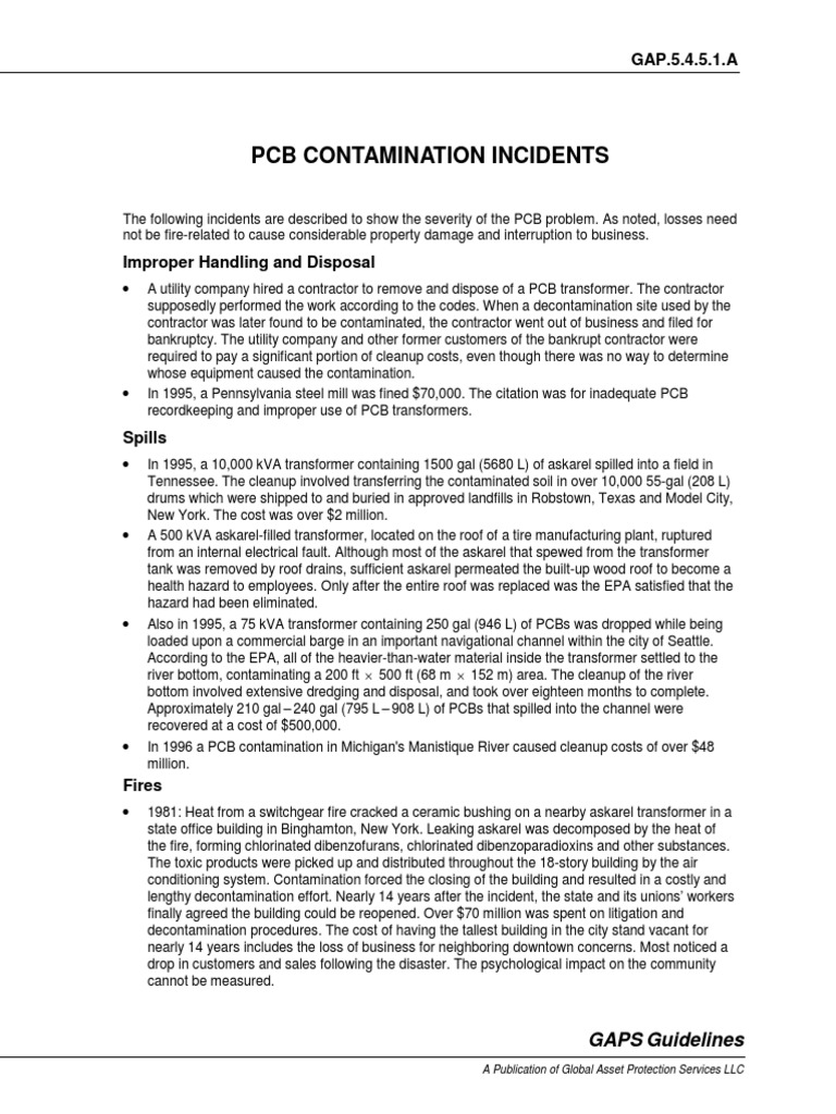 PCB Contamination Incidents: GAP.5.4.5.1.A | PDF | Polychlorinated ...