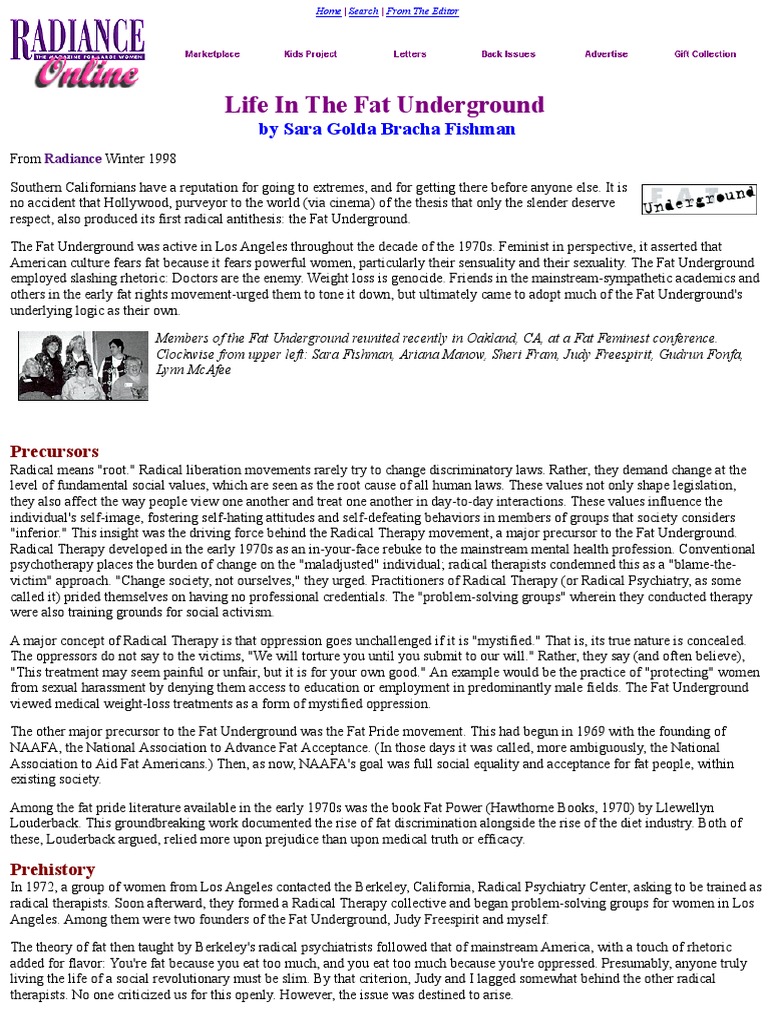Life in The Fat Underground by Sara Fishman | PDF | Psychotherapy ...