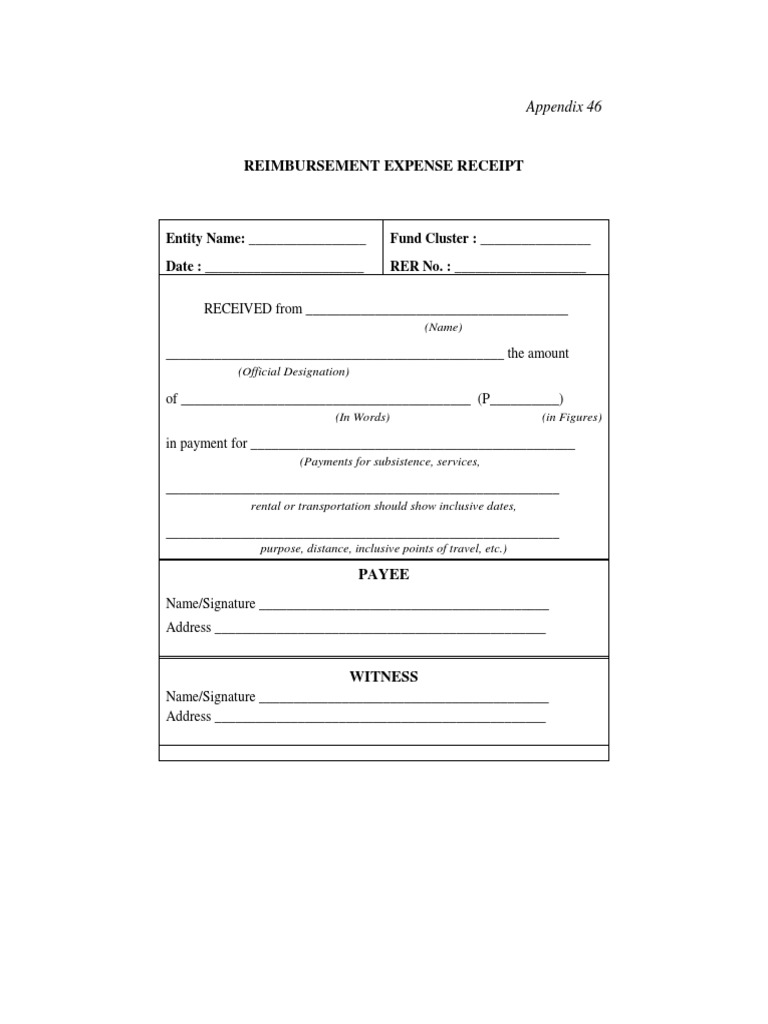 Reimbursement Expense Receipt Form | PDF | Finance & Money Management