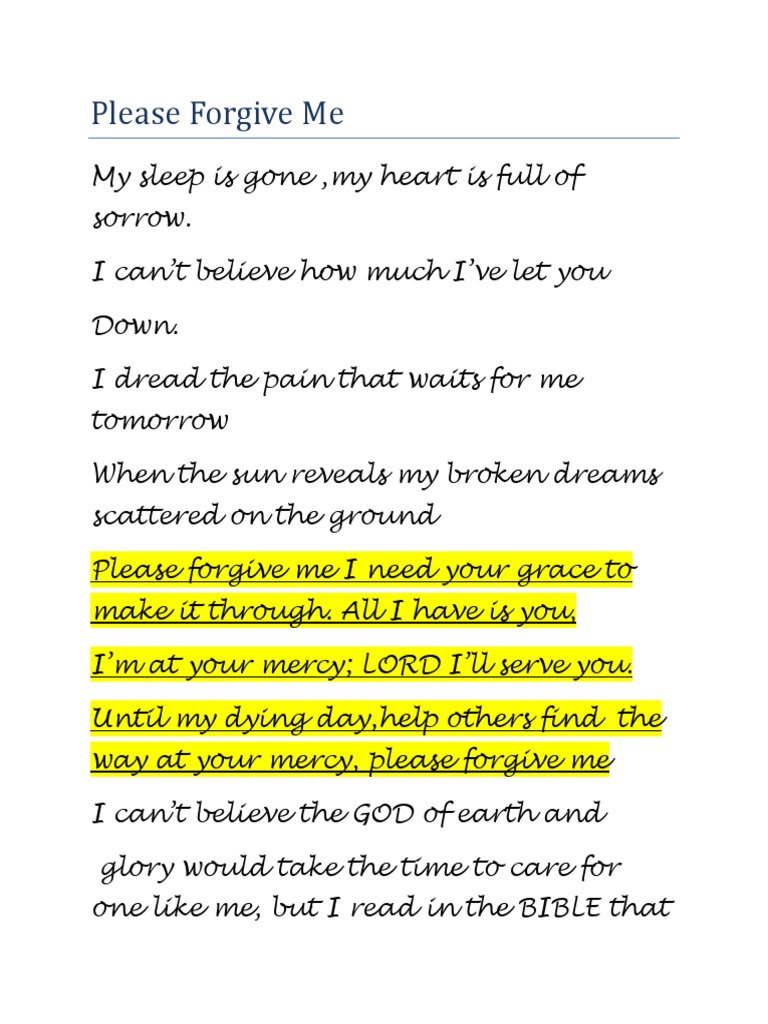 Please Forgive Me by Jason Crabb | PDF | Poetry