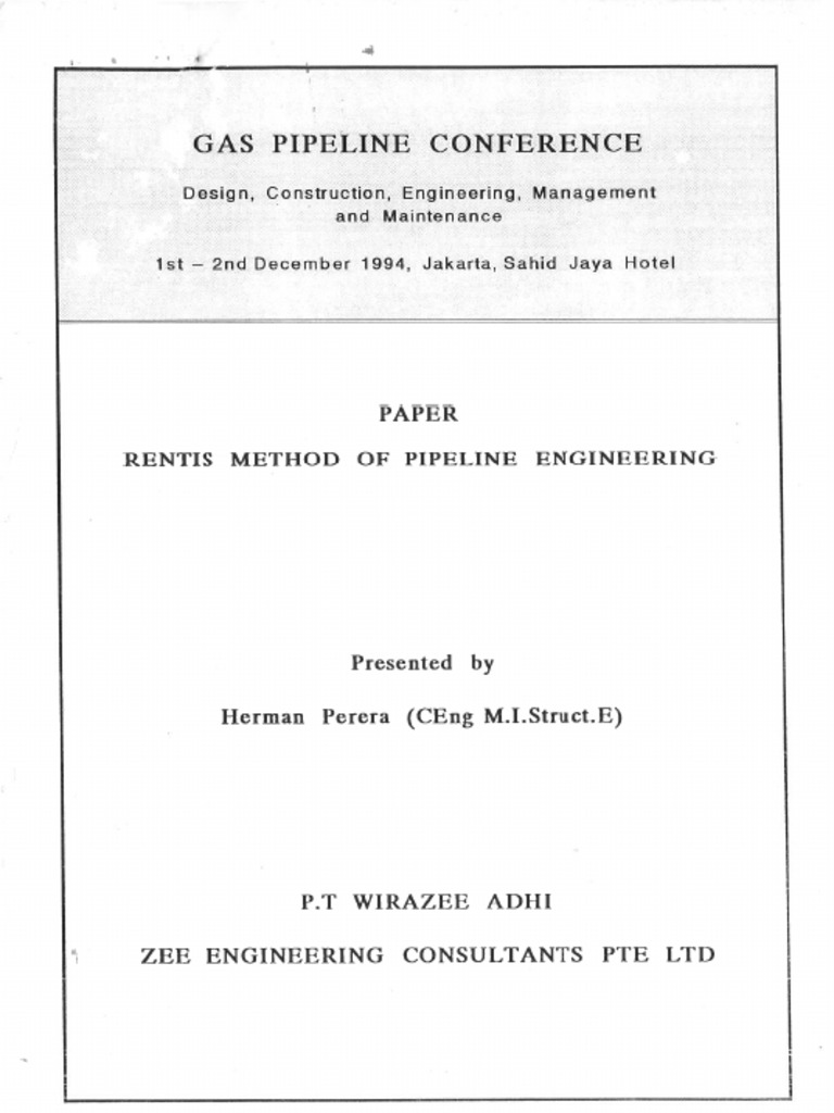 Rentis Method of Pipeline Engineering | PDF