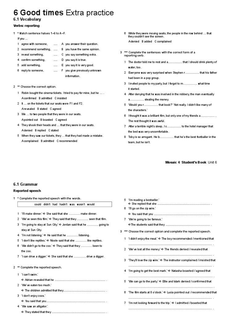 EXTRA PRACTICE 4º Eso | PDF