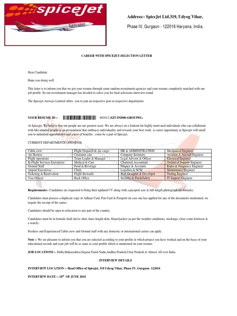 Selection Letter | PDF | Flight Attendant | Business
