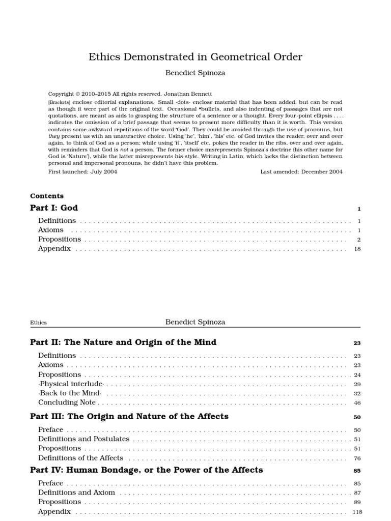 Ethics Demonstrated in Geometrical Order: Benedict Spinoza | Download ...