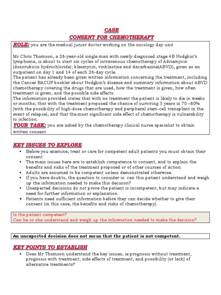 Consent For Chemotherapy | PDF | Chemotherapy | Neoplasms