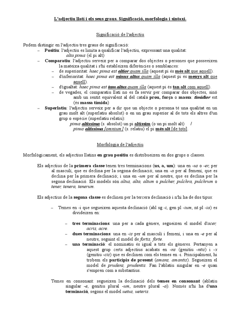 Llati Graus Adjectiu | PDF