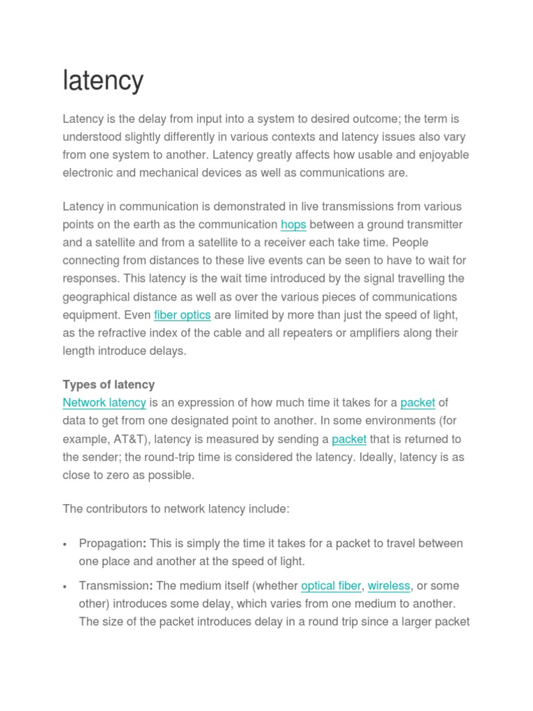 Types of Latency | PDF | Latency (Engineering) | Computer Network