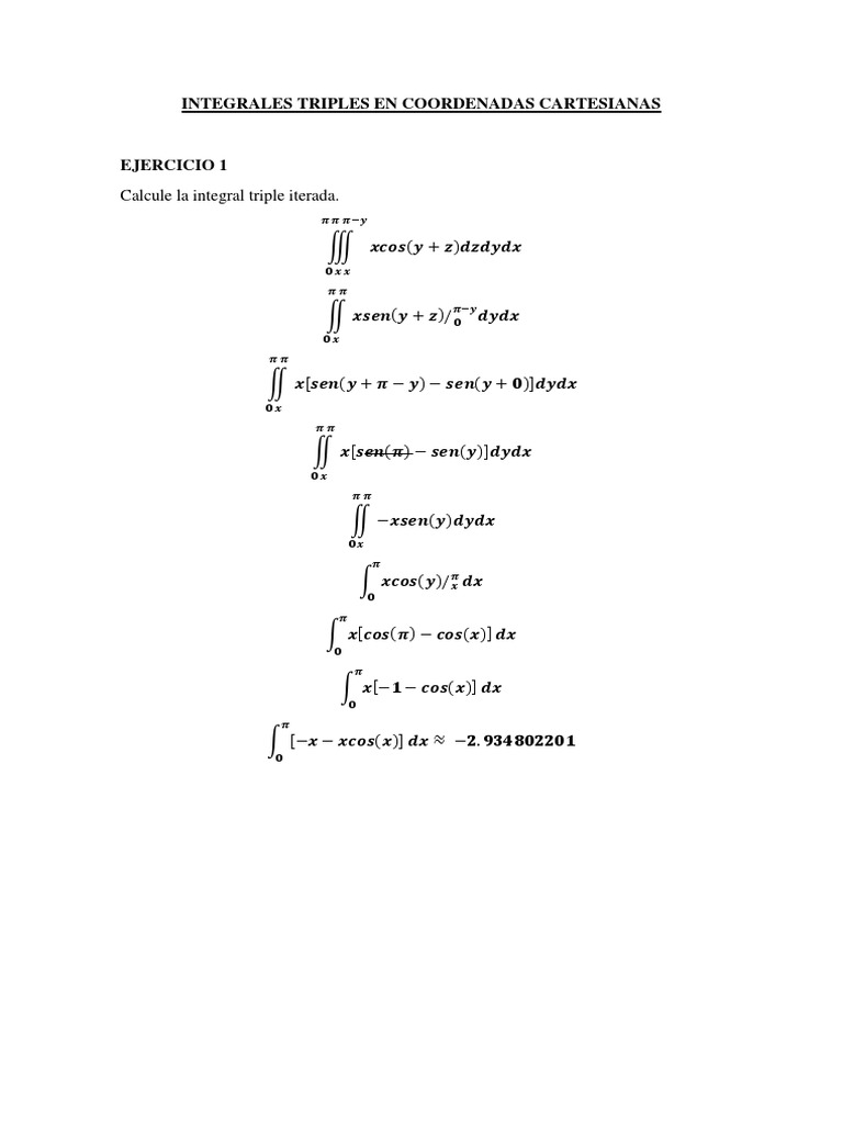 Integrales Triples en Coordenadas Cartesianas | PDF | Cálculo ...