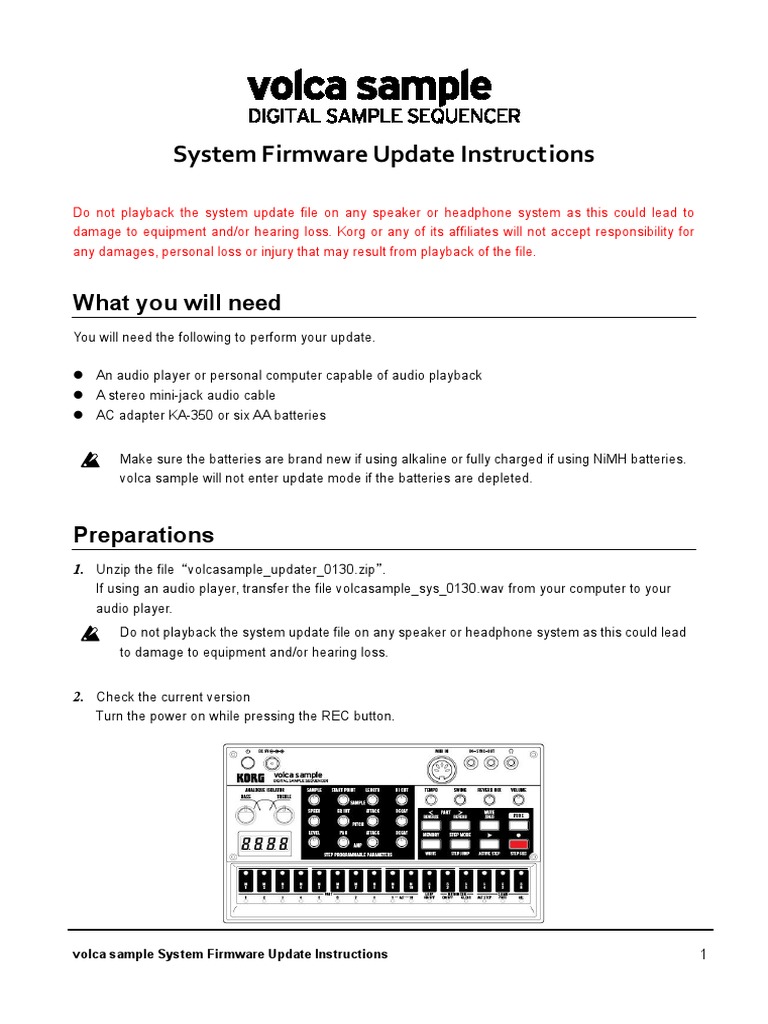 Volca Sample Firmware Update - EN - 0130 | PDF | Media Technology | Electronics