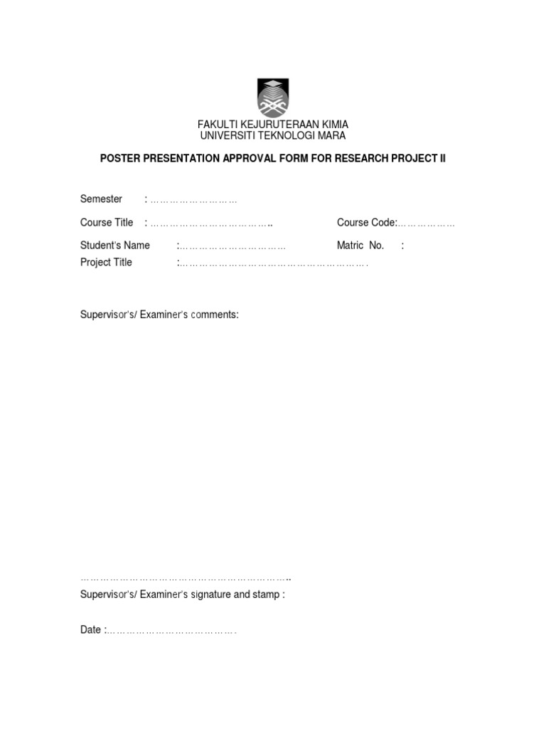 Research Project Poster Approval Form | PDF