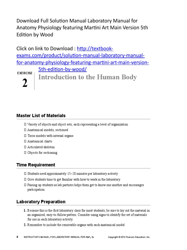Solution Manual Laboratory Manual For Anatomy Physiology Featuring Martini Art Main Version 5th ...