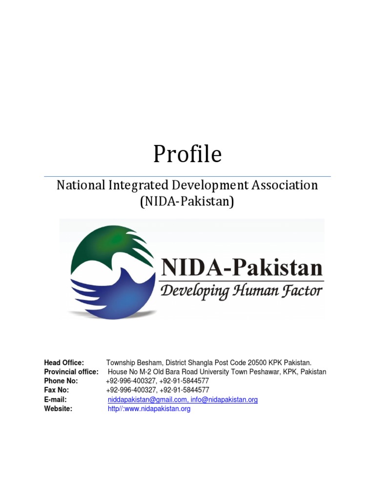 Profile NIDA-Pakistan Updated | PDF | Empowerment | Khyber Pakhtunkhwa