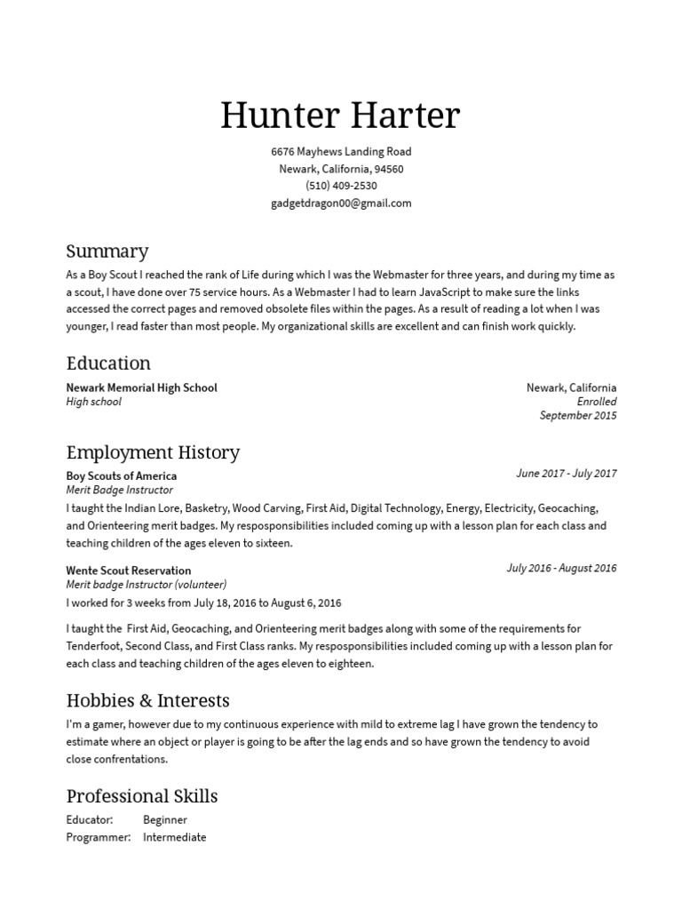 Hunter Harter Resume | PDF