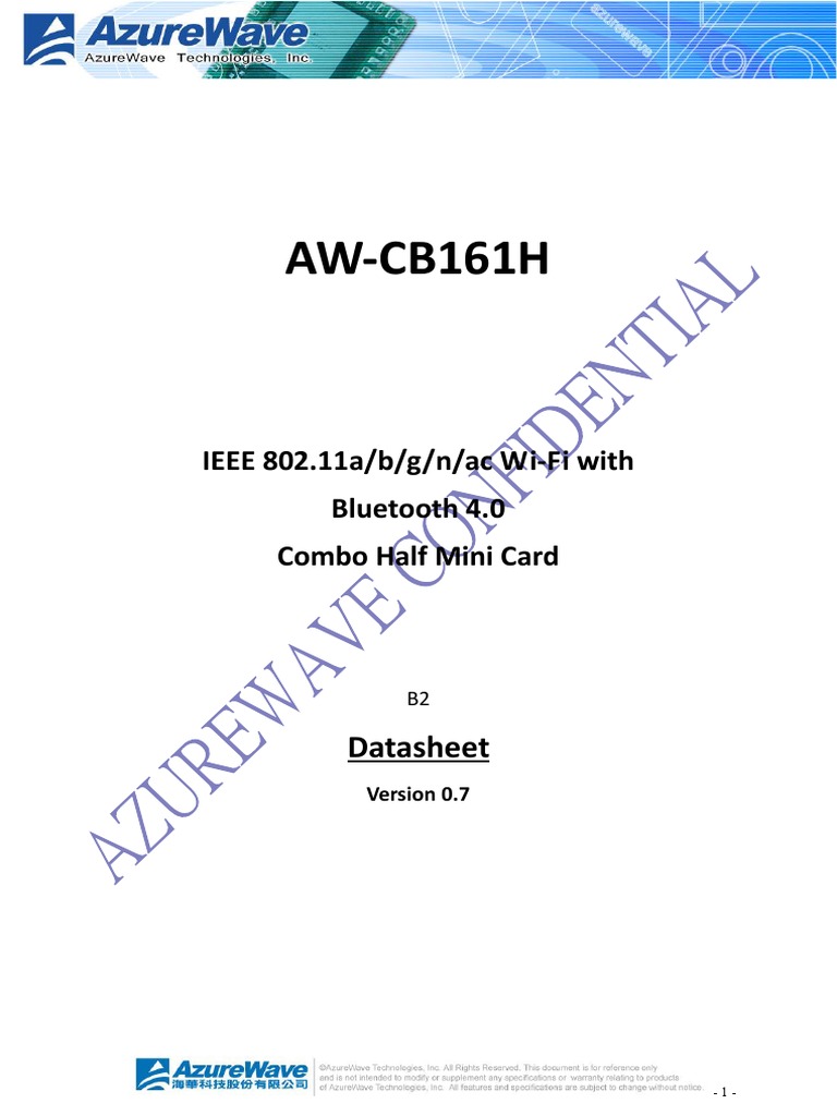 Azurewave Sheet | PDF | Ieee 802.11 | Bluetooth