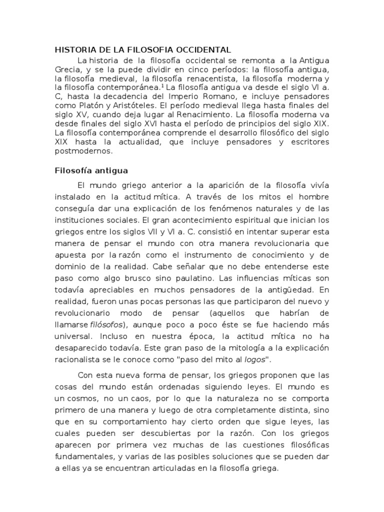Historia de La Filosofia Occidental | PDF | Filosofía griega antigua ...
