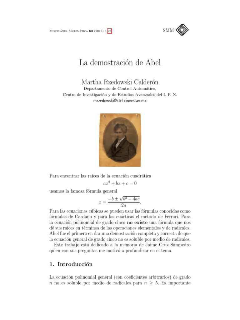 Demostracion de Abel | Ecuaciones | Grupo (Matemáticas)