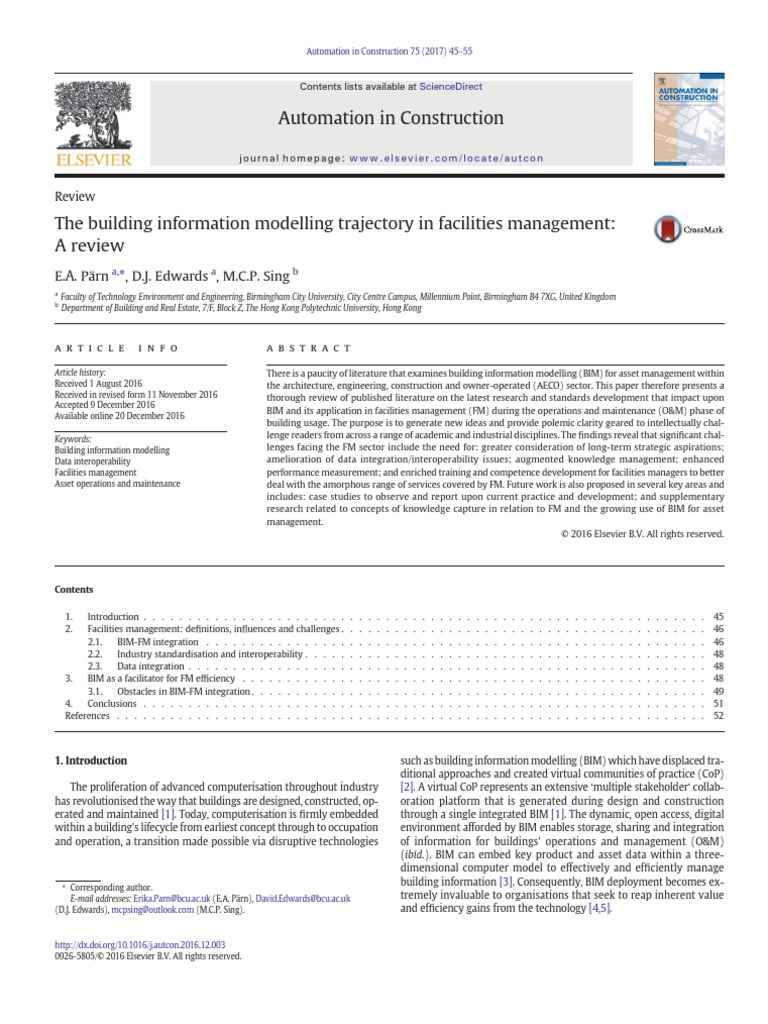BIM 1-s2.0-S092658051630485X-main | PDF | Building Information Modeling ...