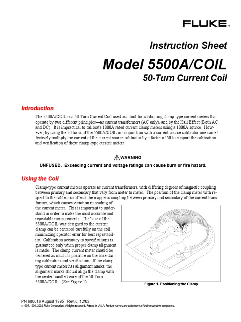 Fluke 5500a-Coil Inst Sheet | PDF | Inductor | Electromagnetism