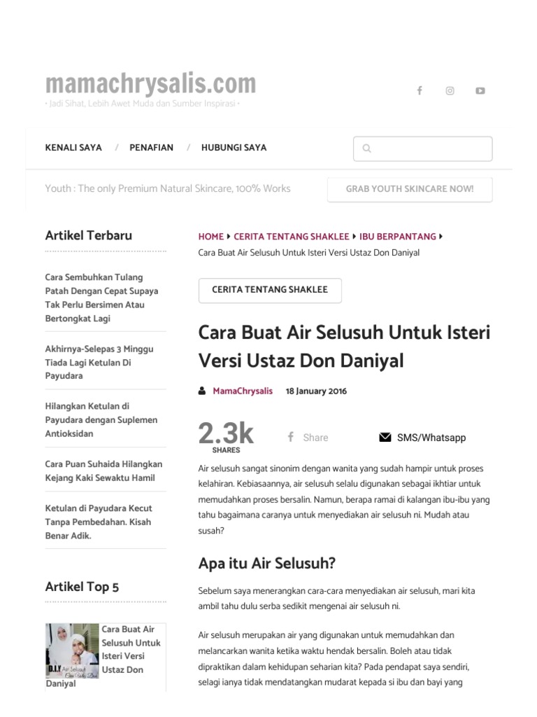 Cara Buat Air Selusuh Ustaz Don | PDF