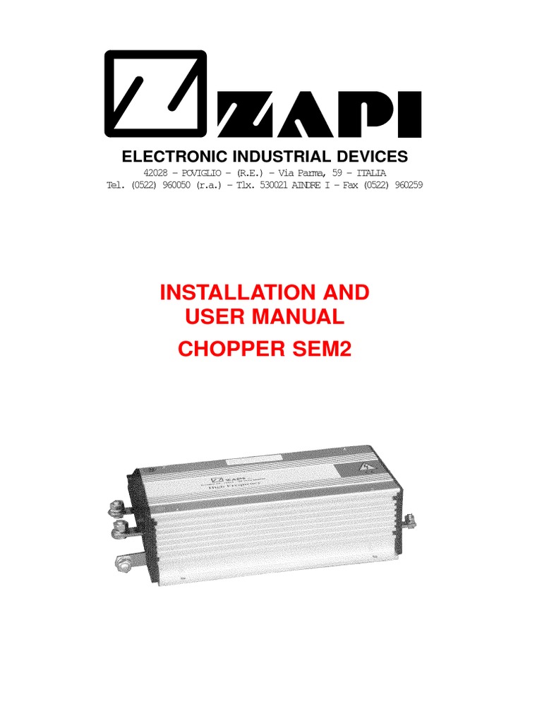 Zapi Sem-2 Manual | PDF | Battery (Electricity) | Battery Charger