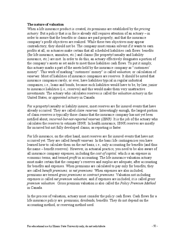 The Nature of Valuation: For Educational Use by Illinois State ...
