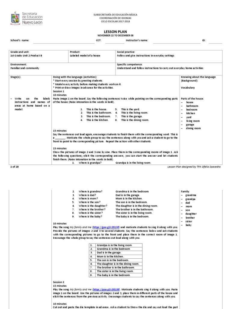 1st Grade English Lesson Plan | PDF | Question | Lesson Plan