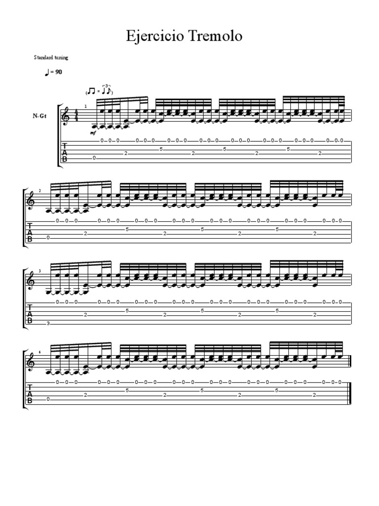 Tremolo Exercise for Guitar Practice | PDF
