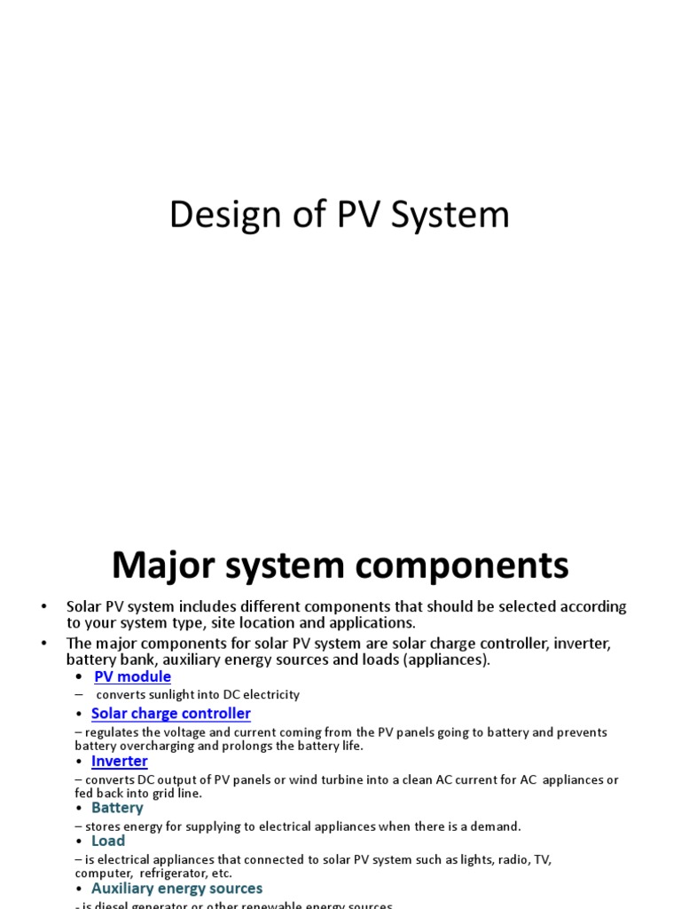 PV System Design and Sizing Guide | PDF | Solar Power | Photovoltaic System