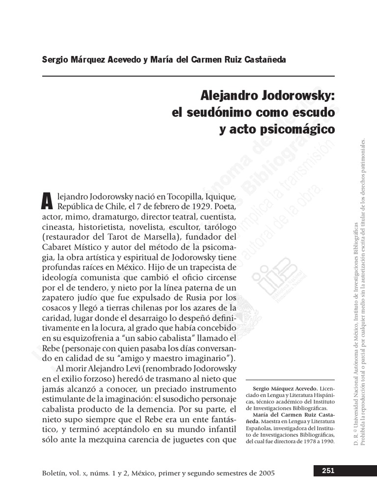 Seudonimo Como Acto Psicomagico | PDF | Ciudad de México | México