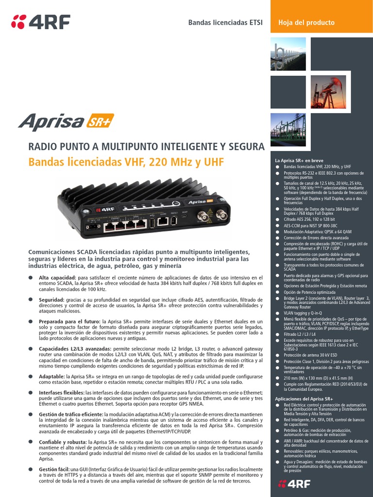 Aprisa SR+ Datasheet ETSI Spanish | PDF | Calidad de servicio | Red de ...