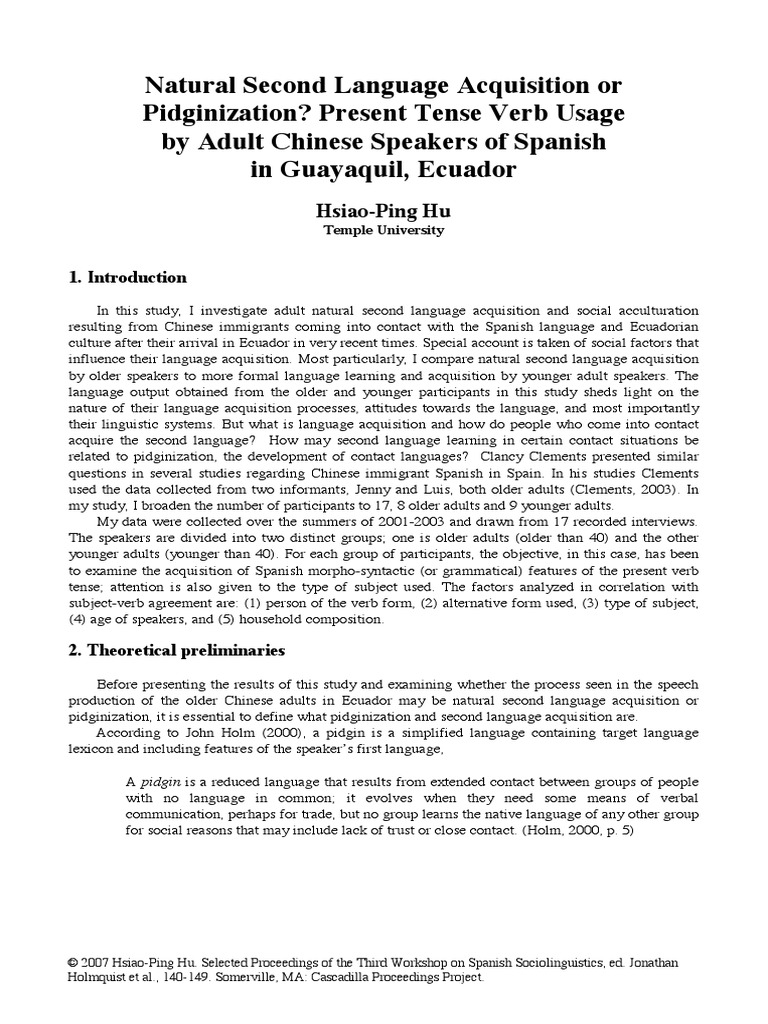 Pidginization PDF | PDF | Second Language | Second Language Acquisition